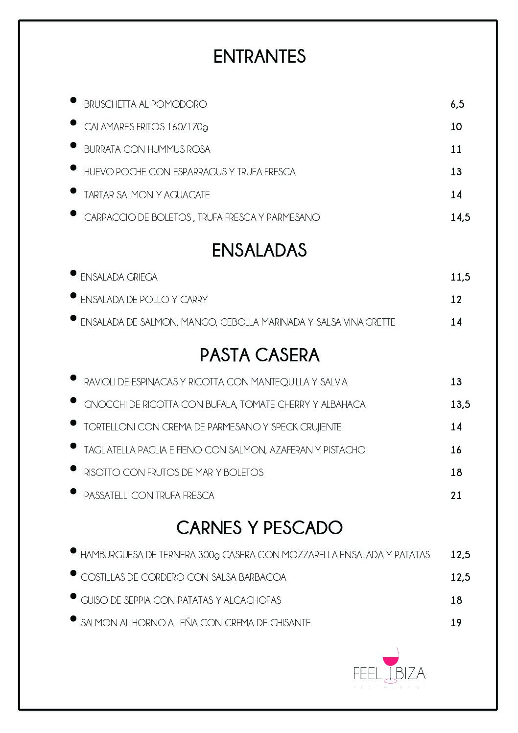 La Carta - Feel Restaurant Ibiza