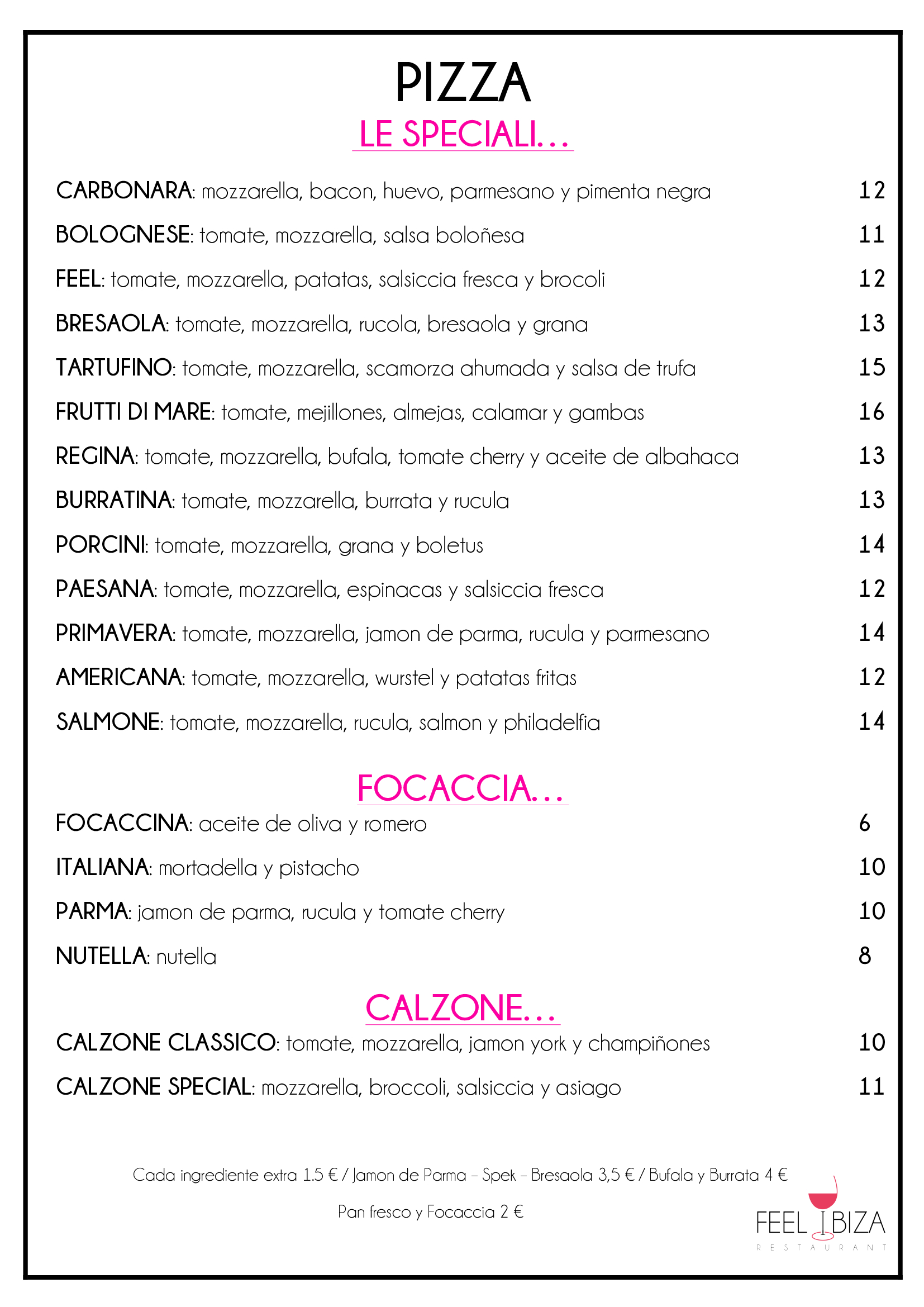 La Carta - Feel Restaurant Ibiza