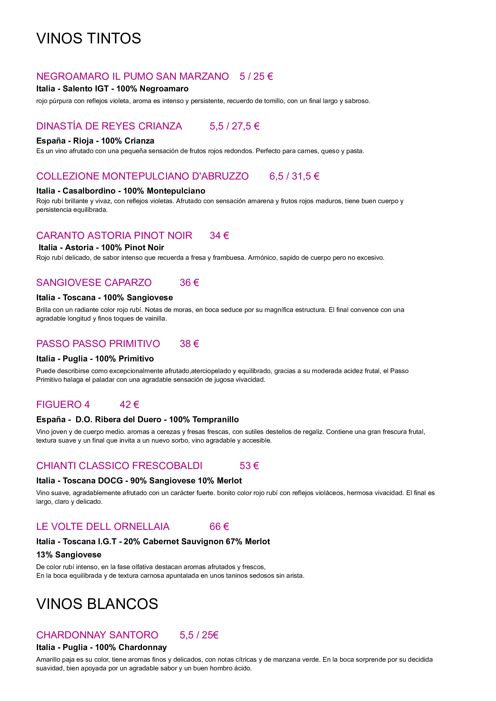 Menu - Feel Restaurant Ibiza